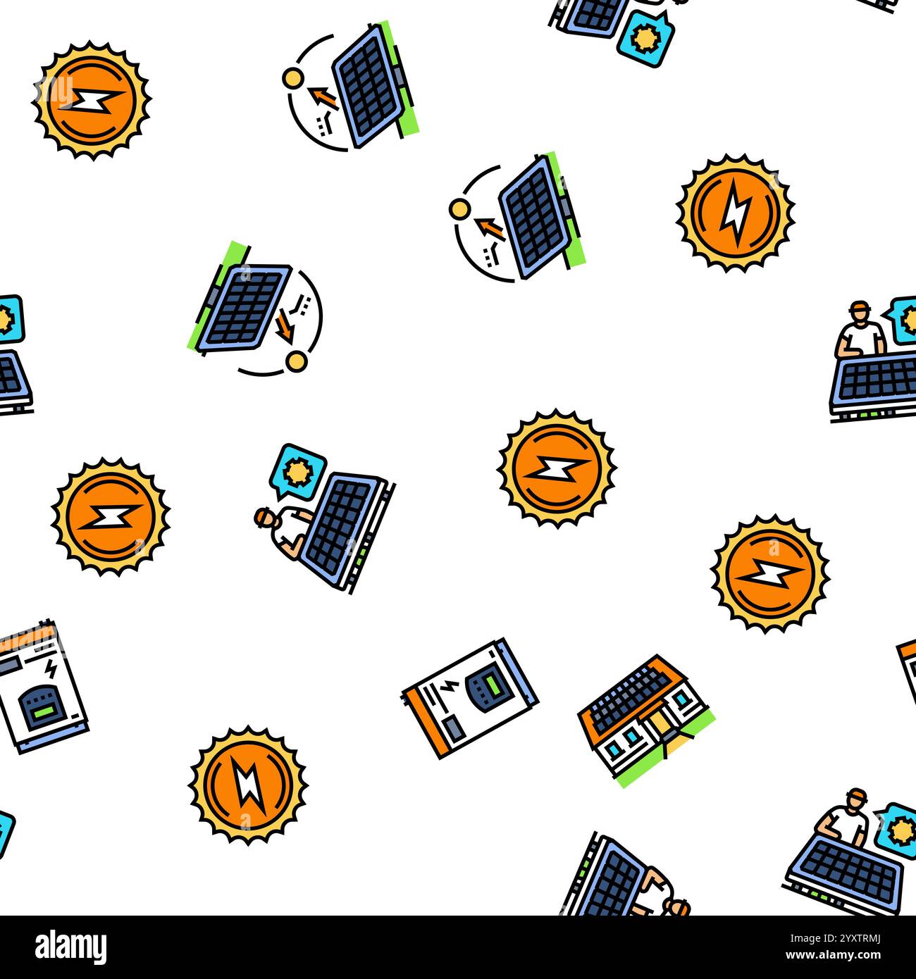 solar panels energy sun seamless pattern vector Stock Vector Image ...