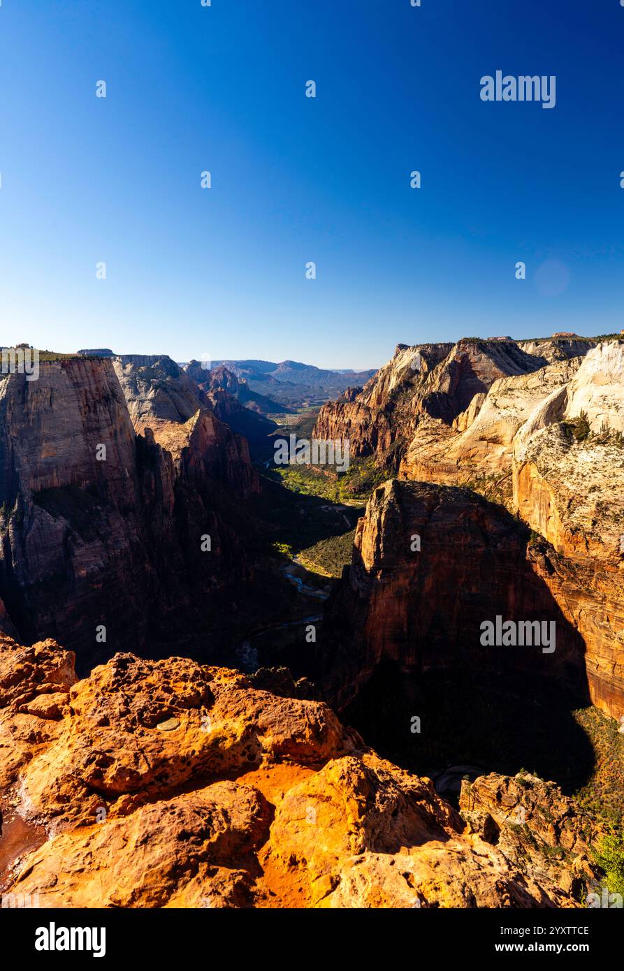Morning view looking north from Observation Point into the Virgin River ...