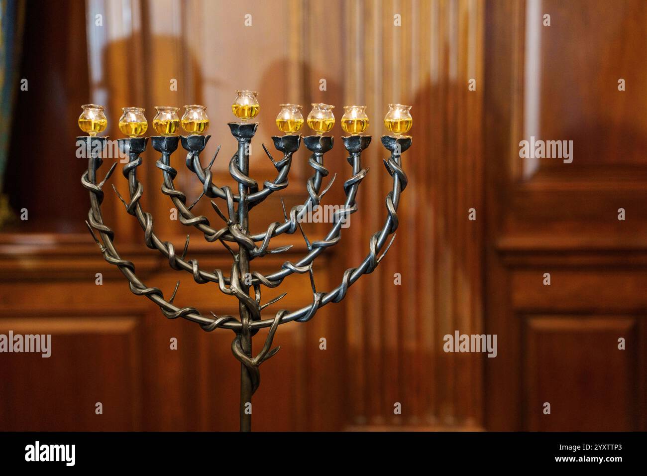 A menorah, made of shrapnel shot down by the Israel Defense Force (IDF ...