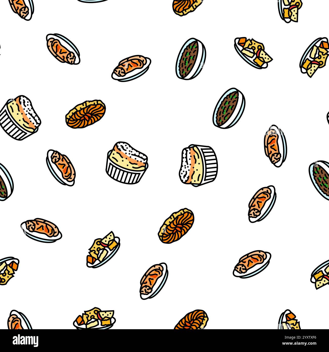 french cuisine food meal seamless pattern vector Stock Vector Image ...