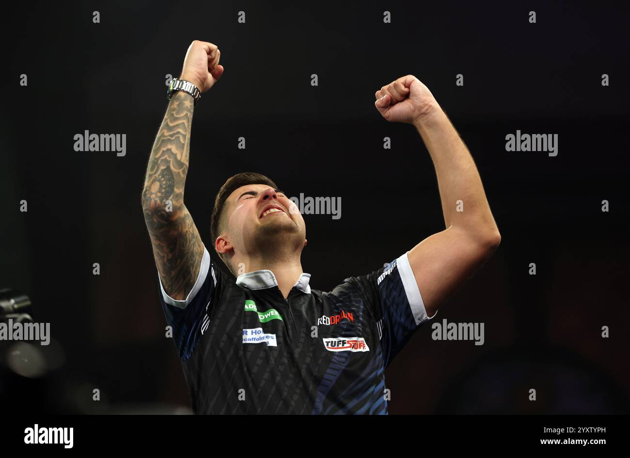 Ryan Meikle celebrates winning their first round match against Fallon ...