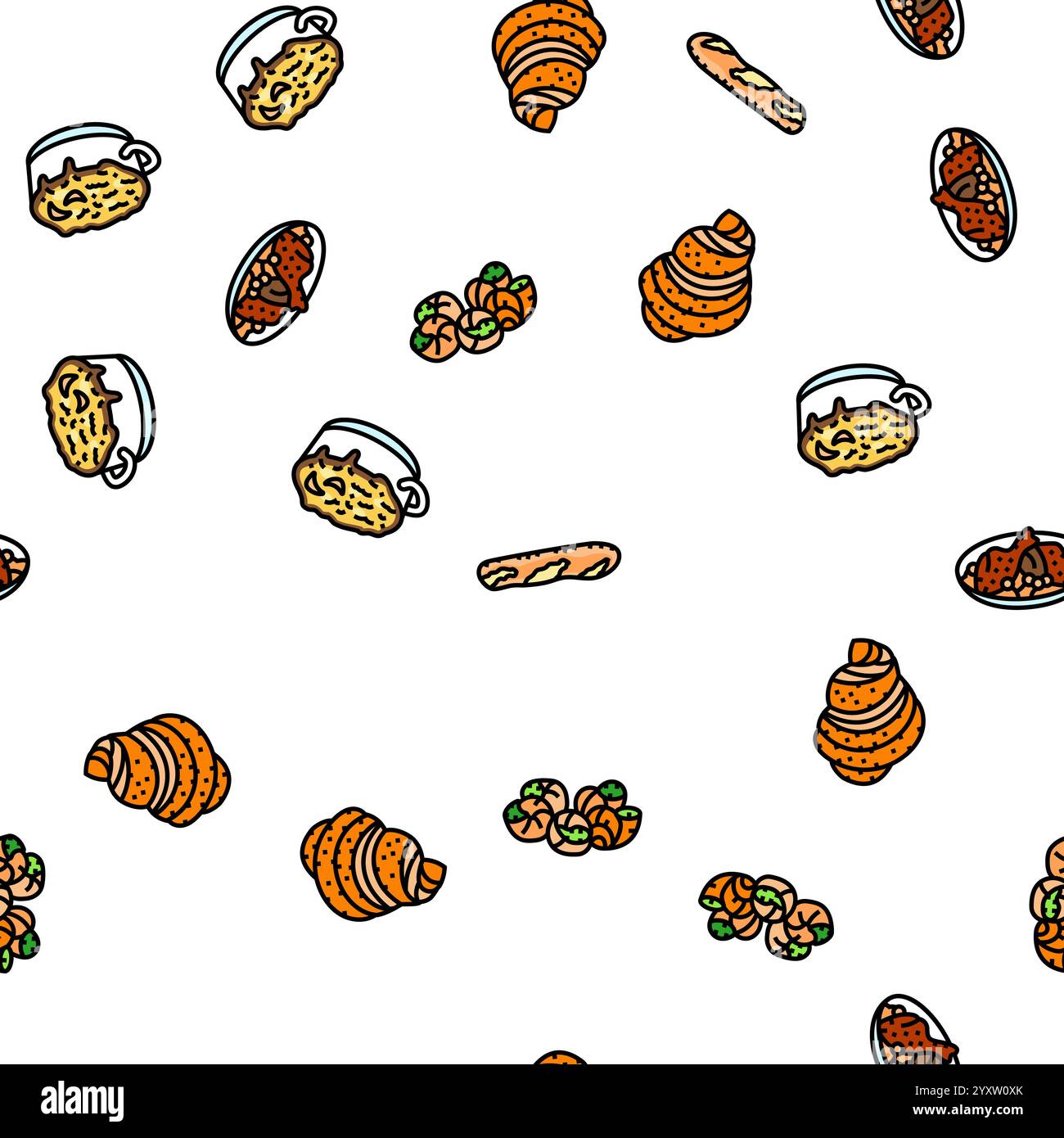 french cuisine food meal seamless pattern vector Stock Vector Image ...