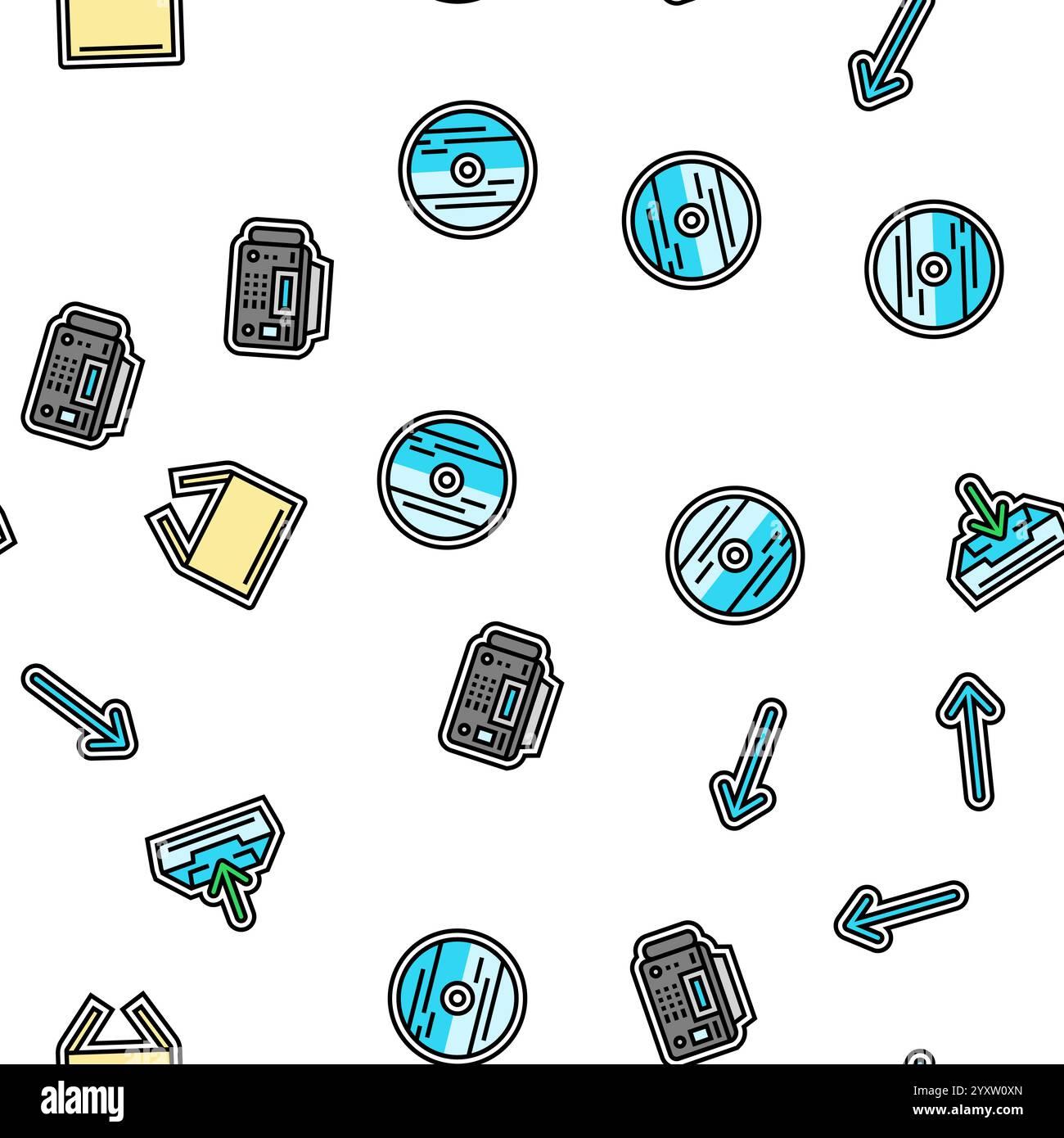 Download File Computer Data Vector Seamless Pattern Thin Line Illustration Stock Vector Image