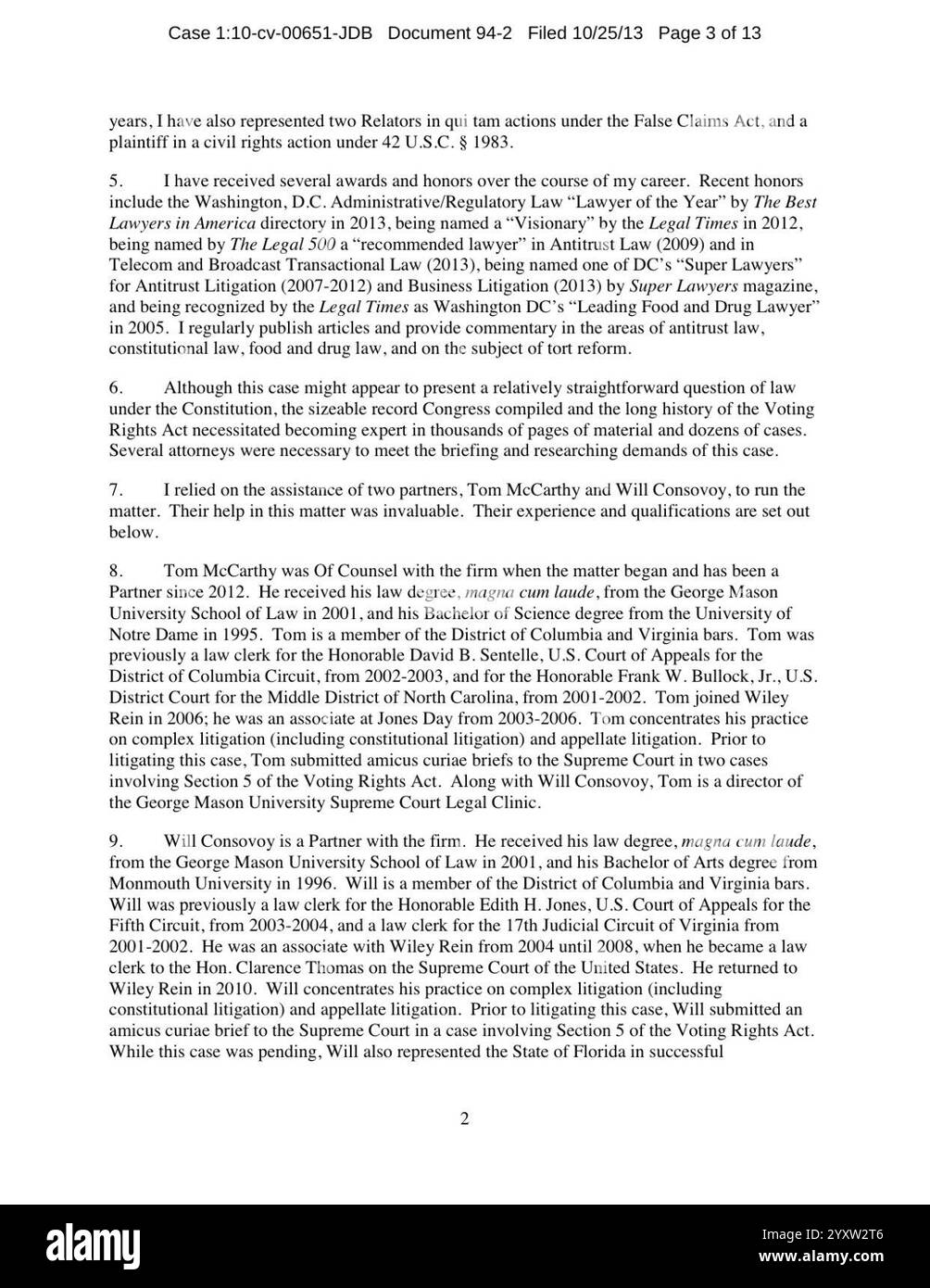 DECLARATION OF BERT W. REIN SHELBY COUNTY, ALABAMA v. ERIC HOLDER Stock ...