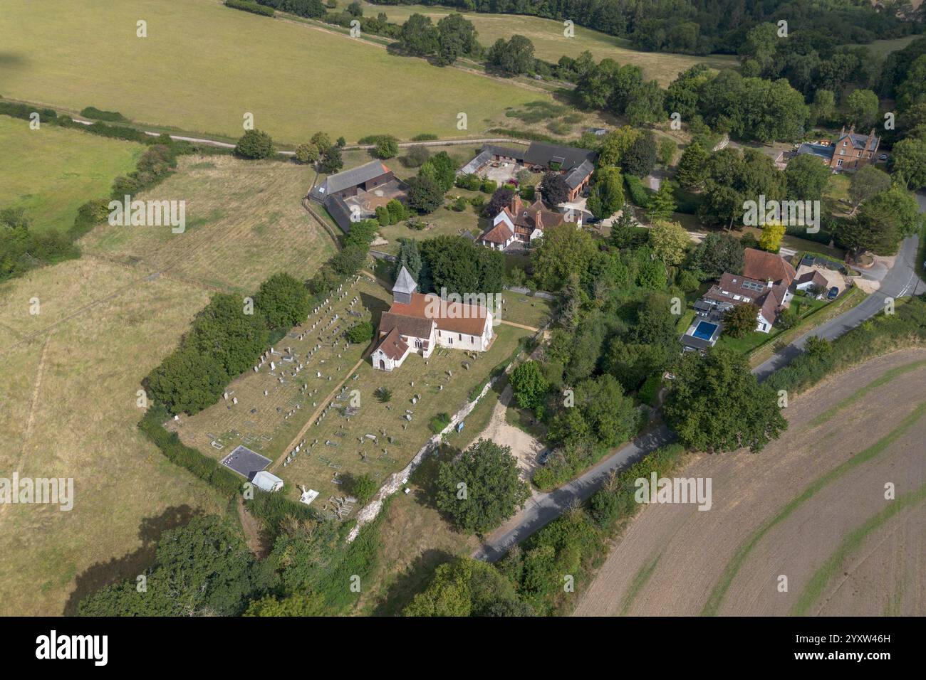 Aerial view of St. Mary the Virgin Church, Silchester, Bucks, UK Stock ...