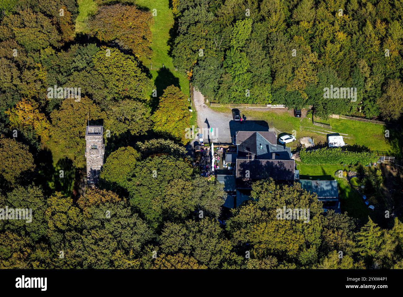 Aerial view, Kaiser-Friedrich-Tower of the Drei TürmeWeg, consisting of ...