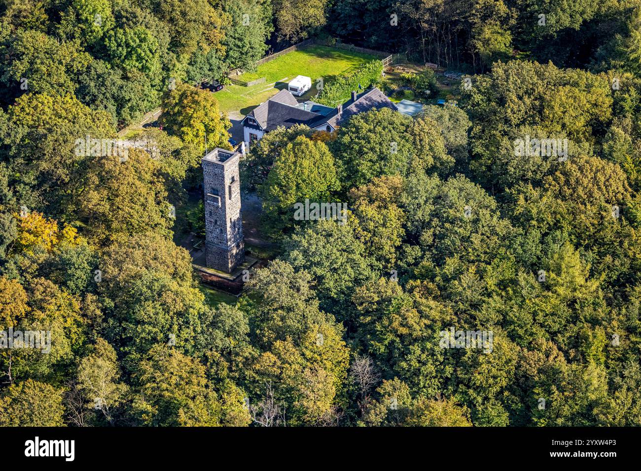 Aerial view, Kaiser-Friedrich-Tower of the Drei TürmeWeg, consisting of ...