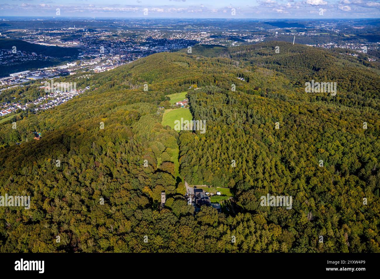 Aerial view, Kaiser-Friedrich-Tower of the Drei TürmeWeg, consisting of ...