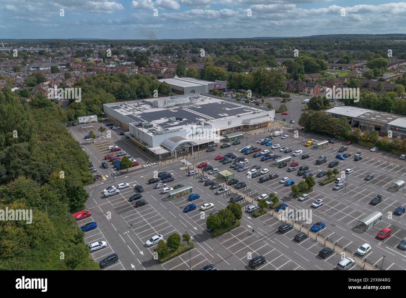 Aerial view of the Morrisions supermarket and car park in Basingstoke ...