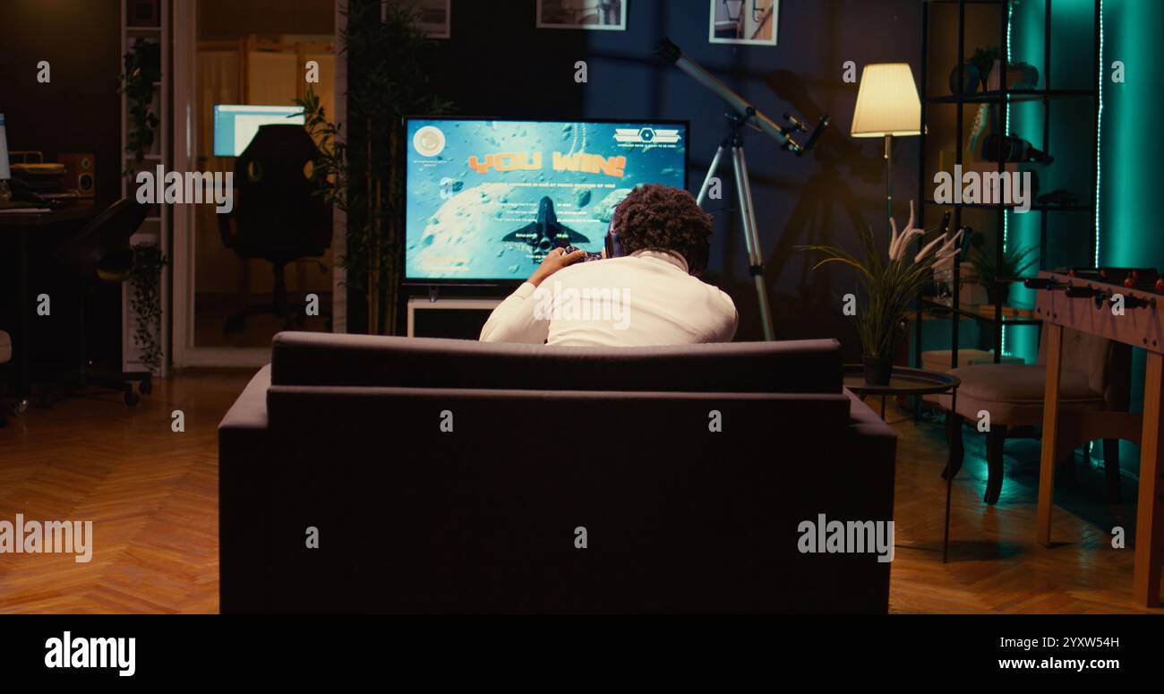 Gamer receiving winner screen on smart TV after killing all foes in ...