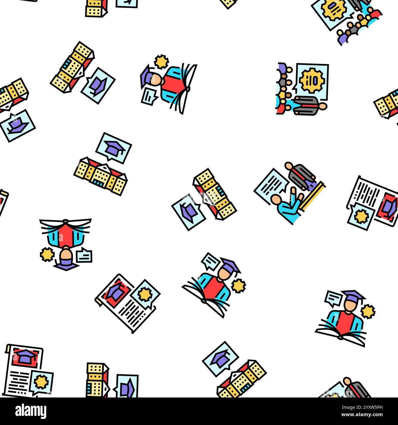 college teacher student class seamless pattern vector Stock Vector ...