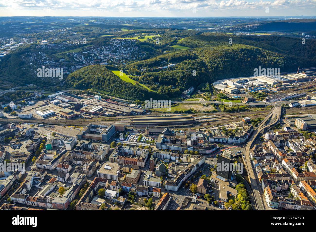 Aerial view, station rear passage and main station Hbf with covered ...
