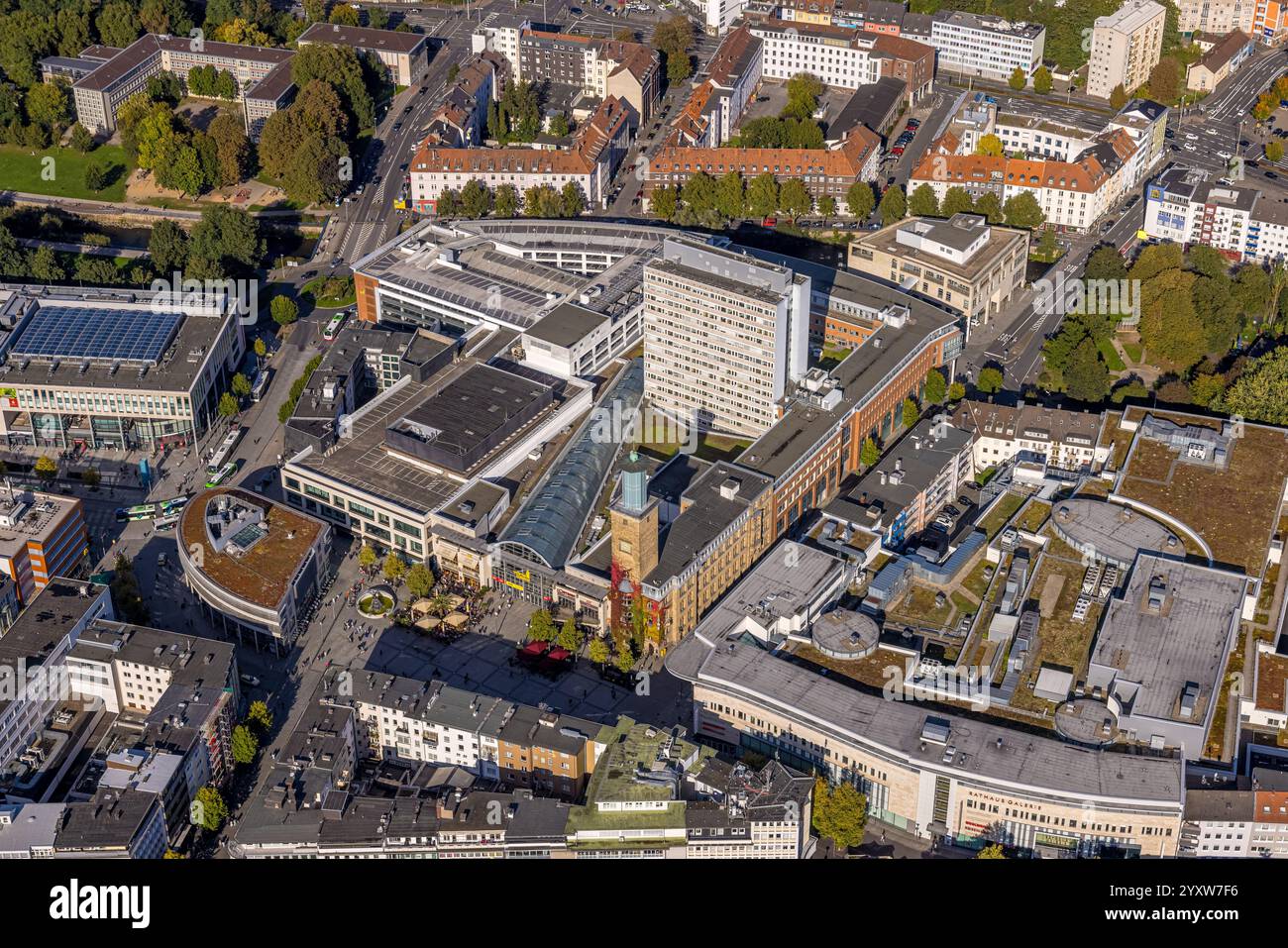 Aerial view, City Center Rathaus Galerie, Town Hall and Volme Gallery ...