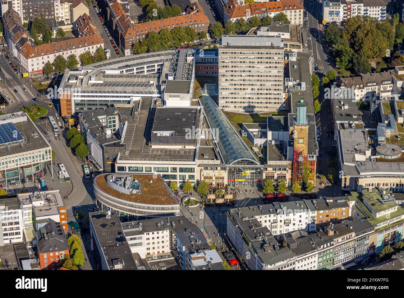 Aerial view, city center, town hall and Volme gallery, town hall tower ...