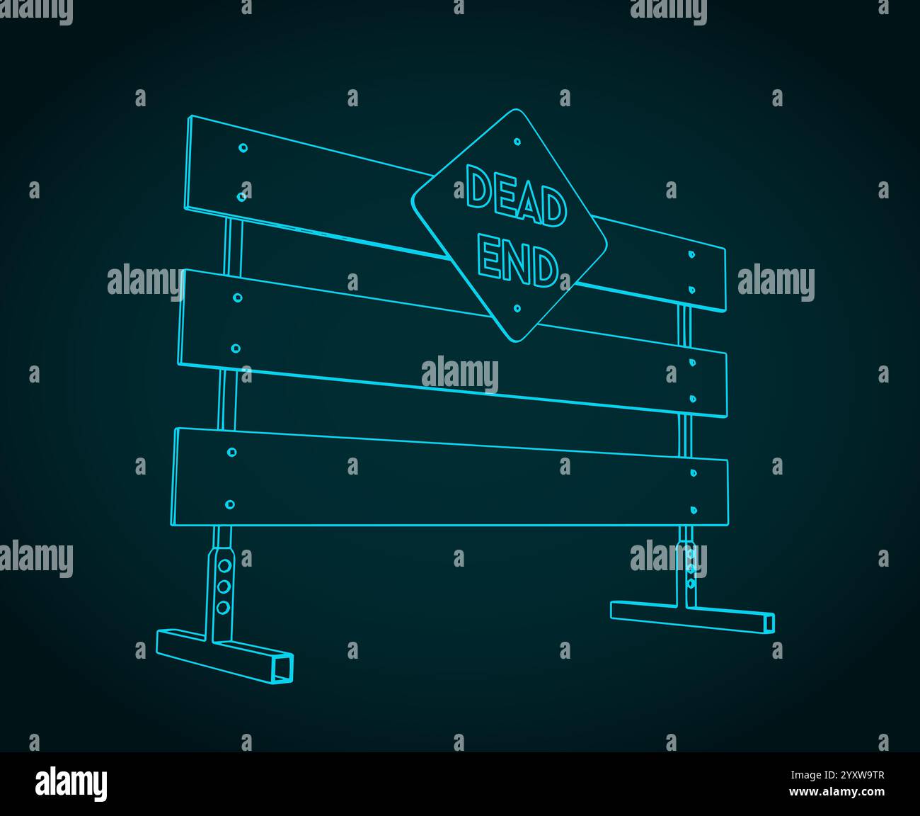 Dead end warning road sign and traffic barrier Stock Vector Image & Art ...