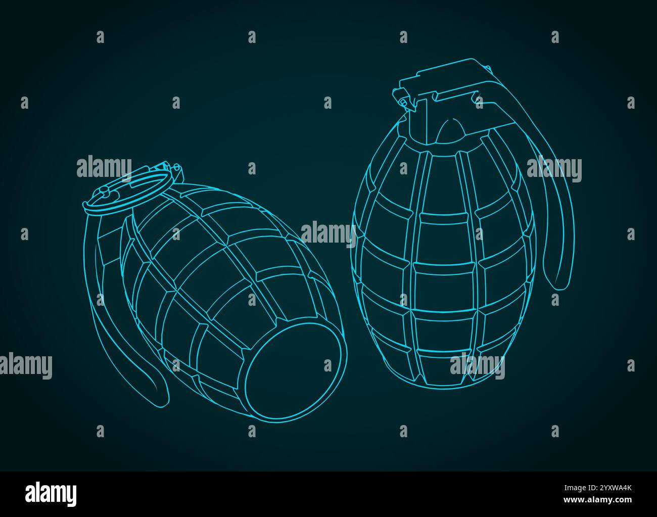 Stylized vector illustration of a hand fragmentation grenade Stock ...