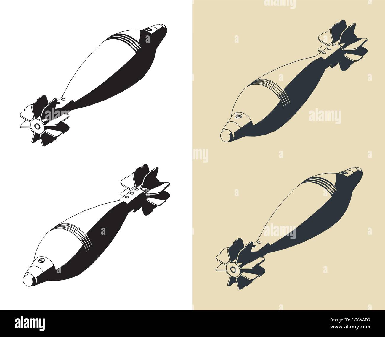 Stylized vector illustrations of blueprints of mortar shell Stock ... Stylized vector illustrations of blueprints of mortar shell Stock ...
