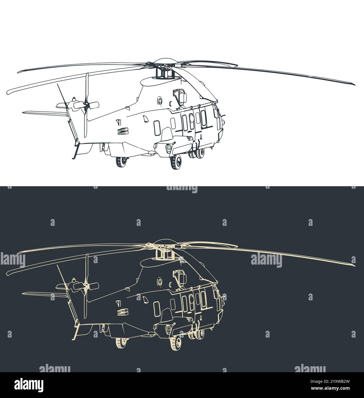 Tactical long-range military transport helicopter illustrations Stock ...