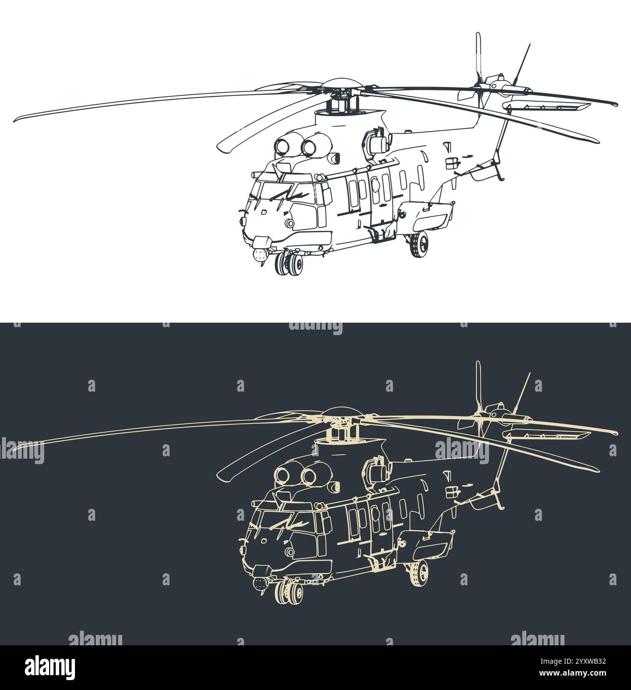 Tactical long-range military transport helicopter illustrations Stock ...
