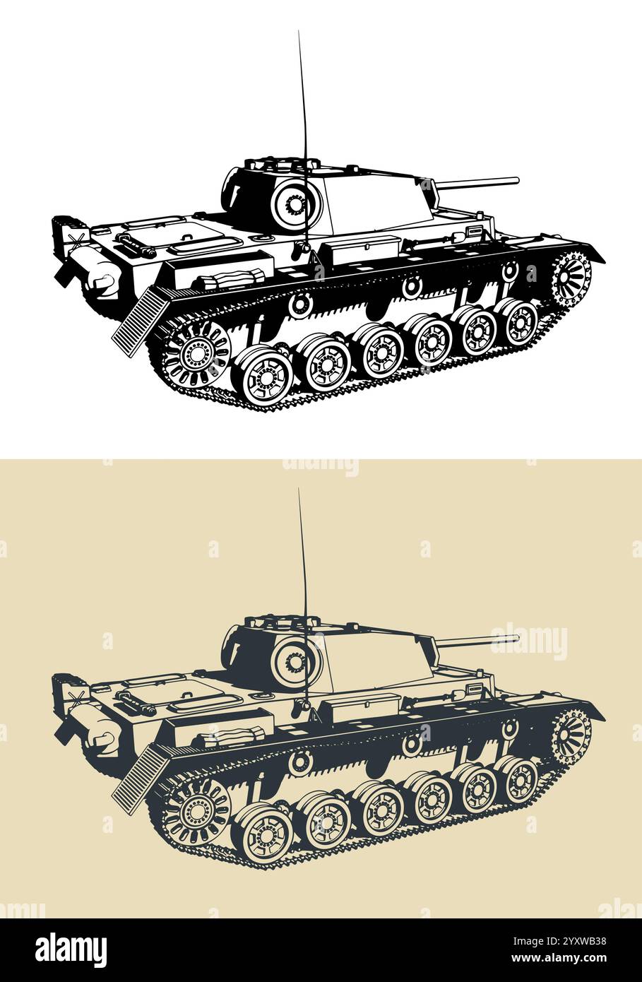 Medium tank from World War II stylized illustrations Stock Vector Image ...