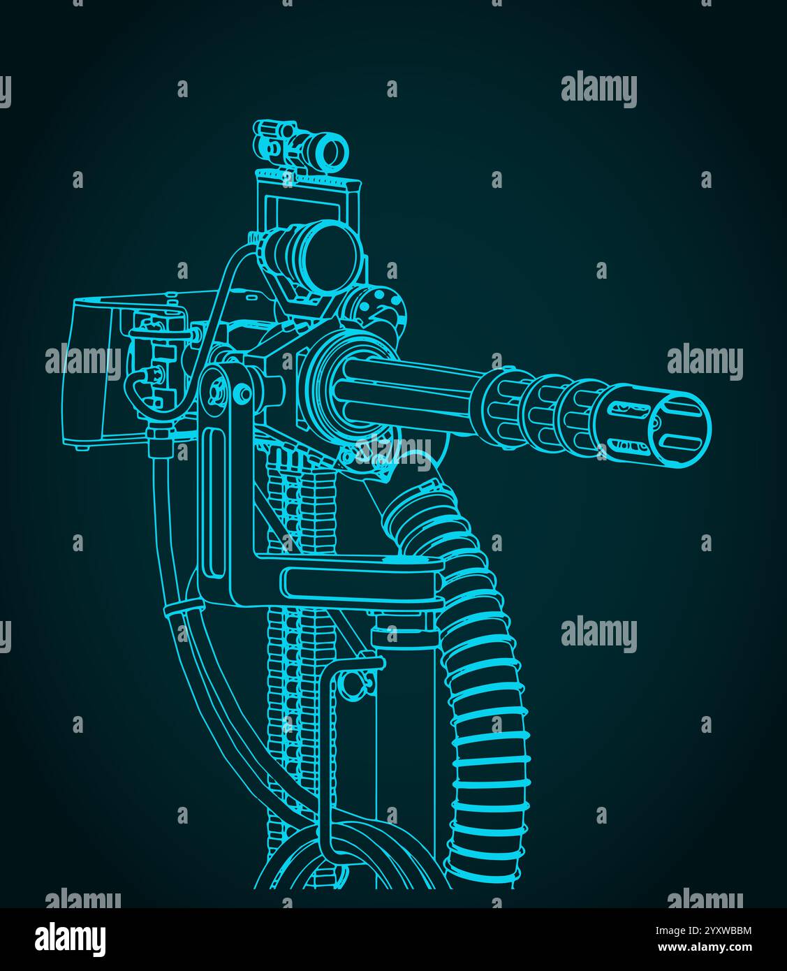 Turret of a rotary heavy machine gun close-up Stock Vector Image & Art ...