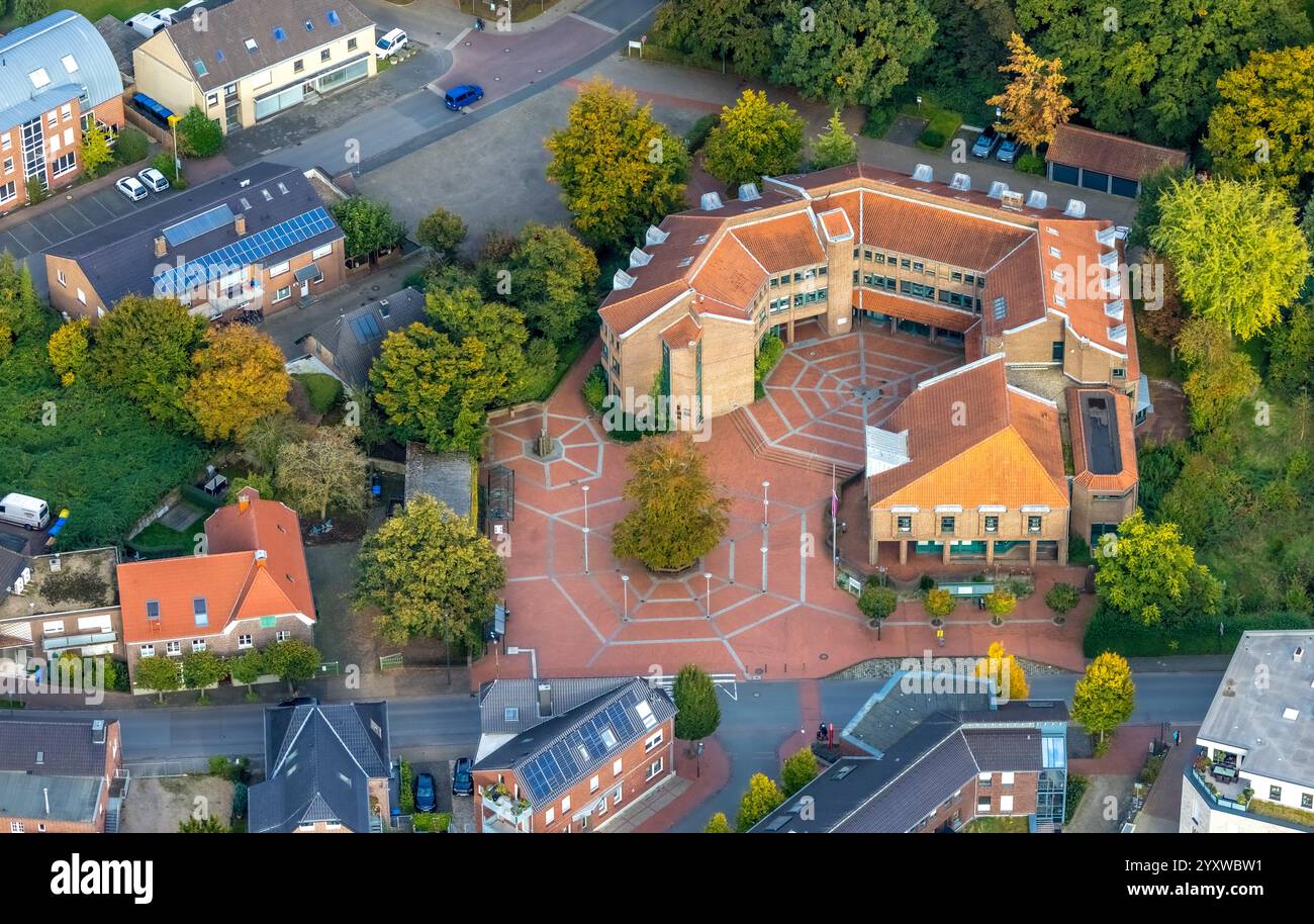 Aerial view, town hall and municipal administration, Hamminkeln, Lower ...