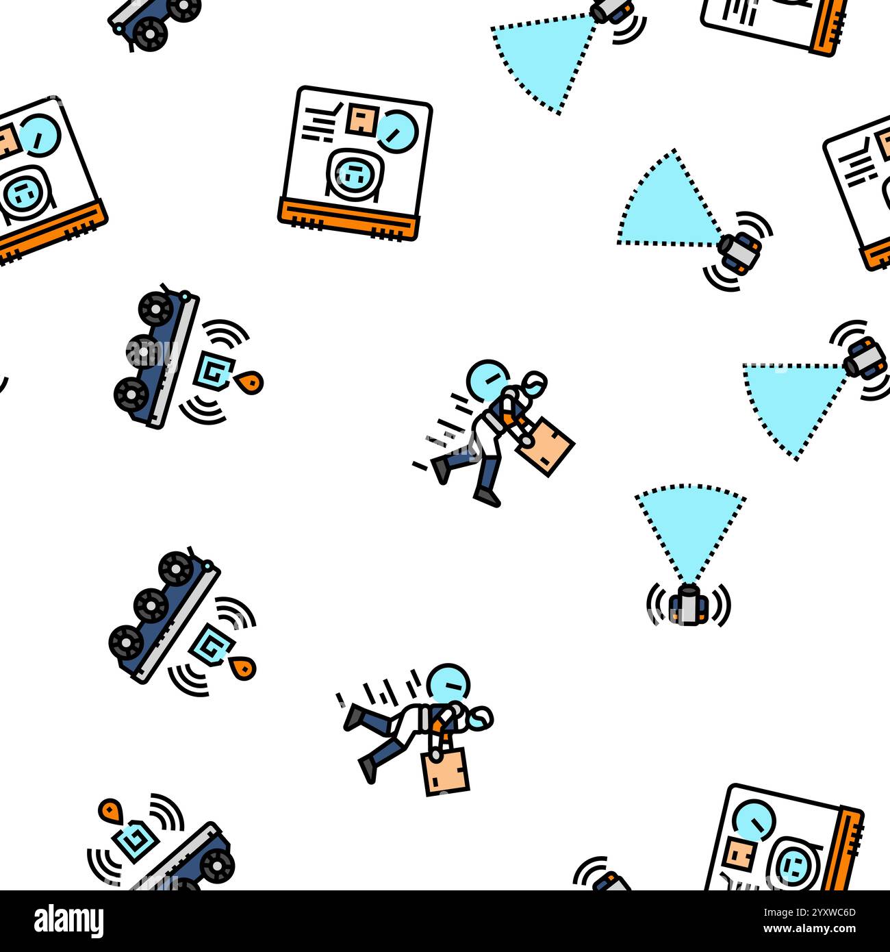 delivery autonomous robot seamless pattern vector Stock Vector Image ...