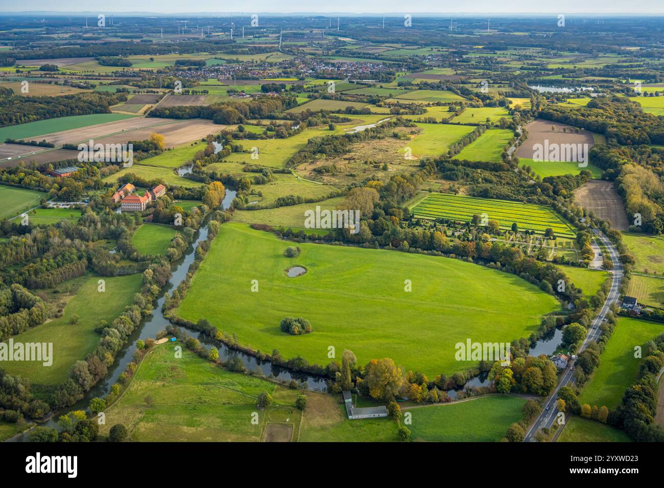 Aerial view green fields distant hi-res stock photography and images ...