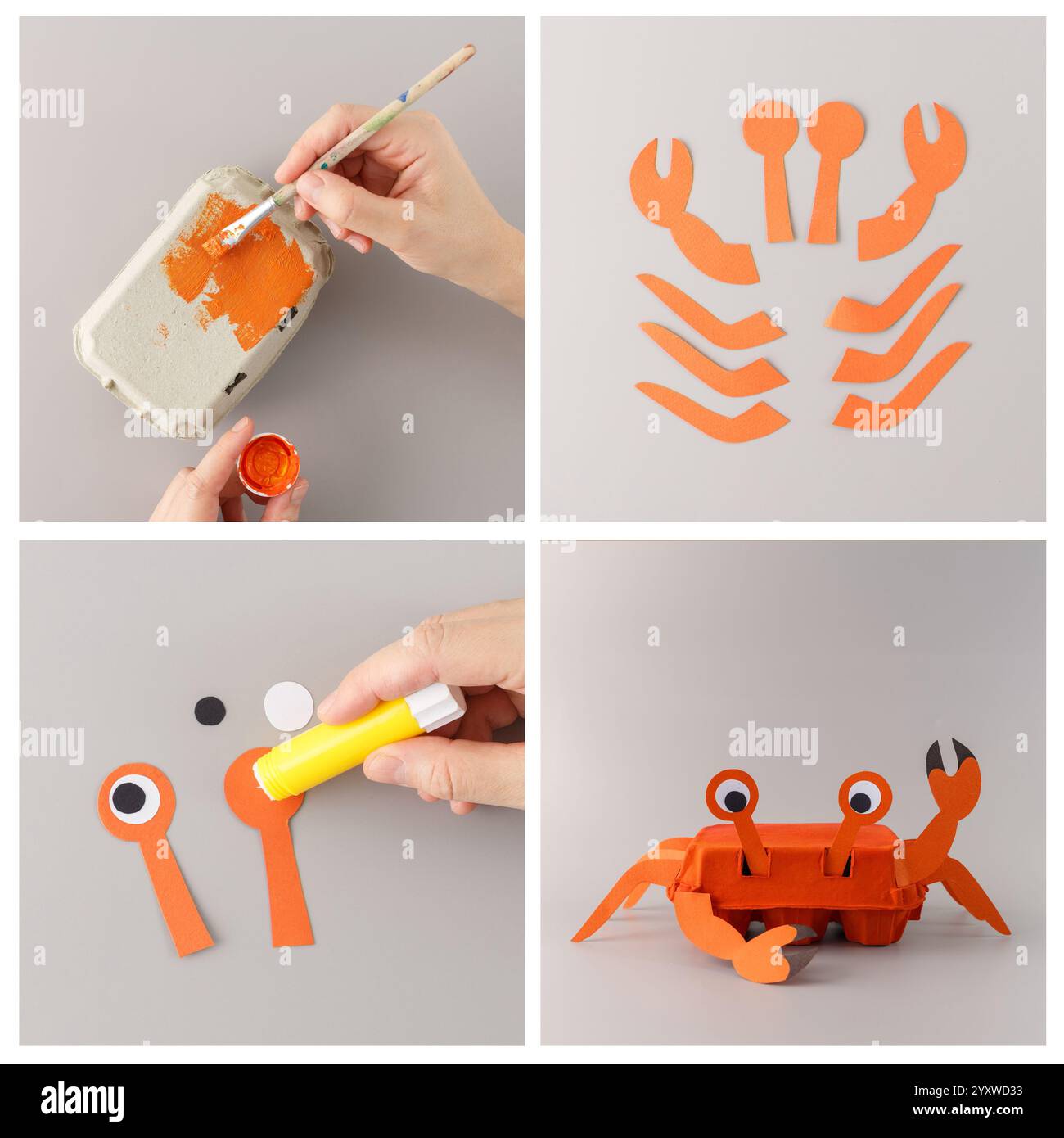 DIY crafting project, transforming the egg carton and paper cutouts ...