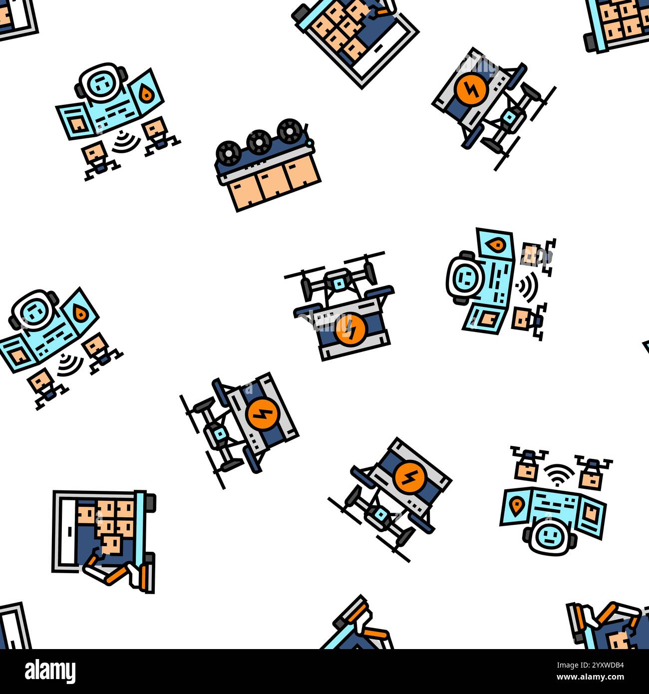 delivery autonomous robot seamless pattern vector Stock Vector Image ...