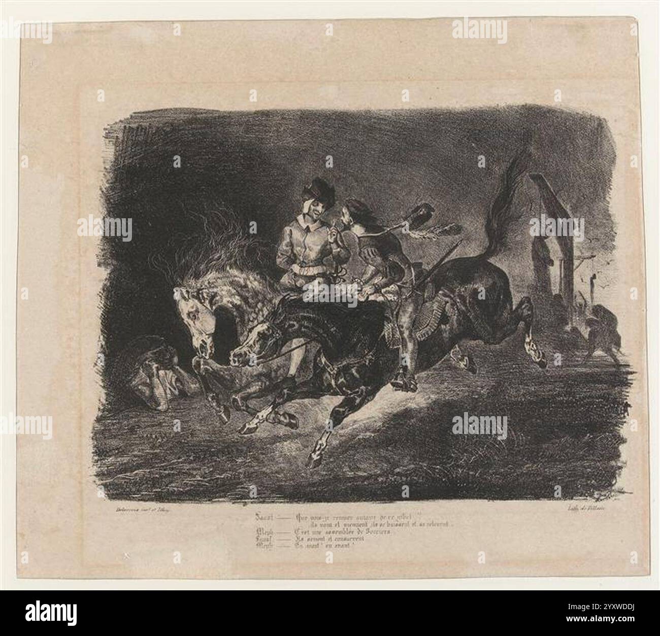 Delacroix - Faust et Méphistophélès galopant dans la nuit du sabbat ...
