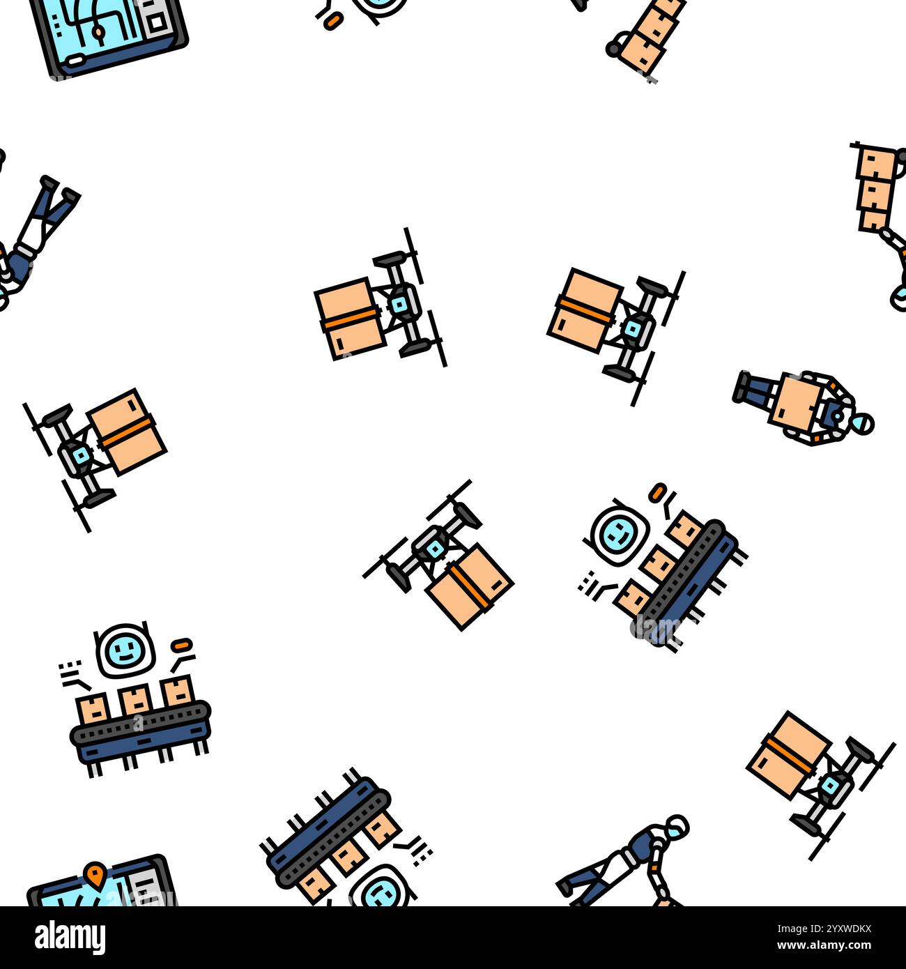 delivery autonomous robot seamless pattern vector Stock Vector Image ...