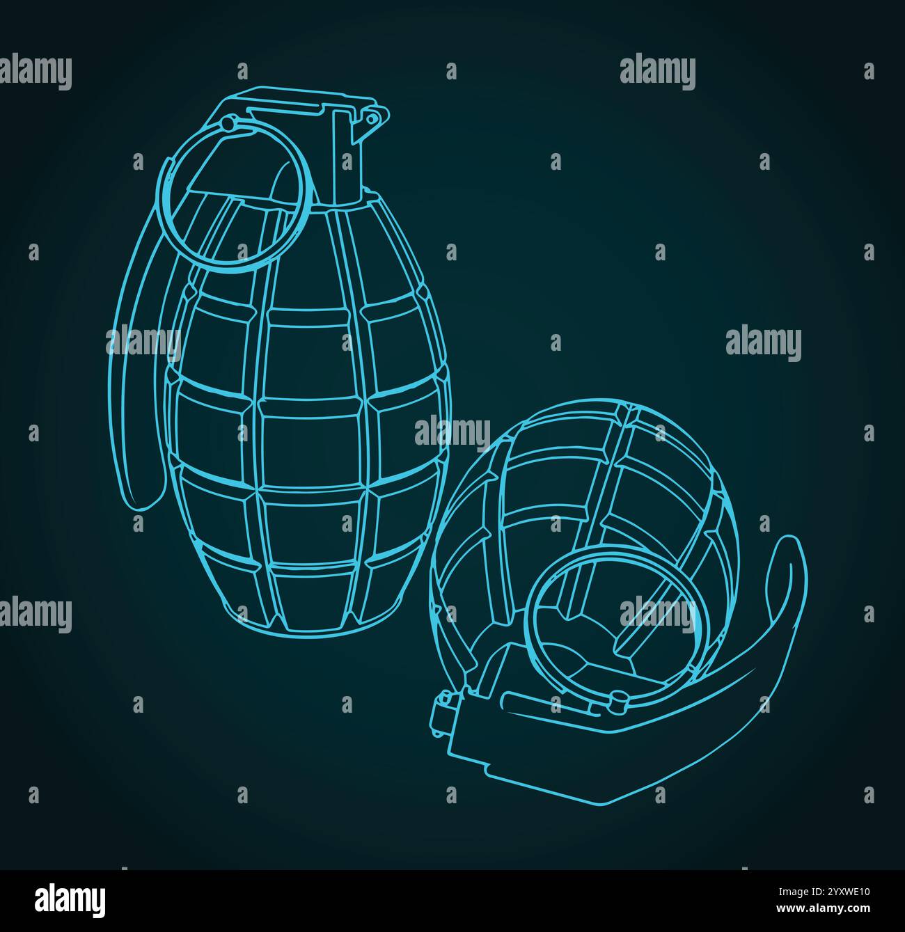 Stylized vector illustration of a hand fragmentation grenade Stock ...