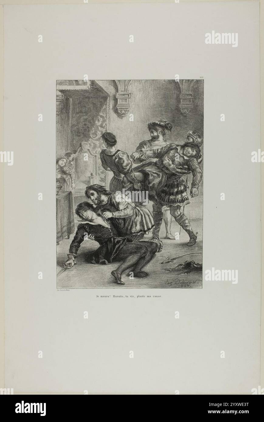 Delacroix - Hamlet’s Death, plate 16 from Hamlet, 1949.612p Stock Photo ...