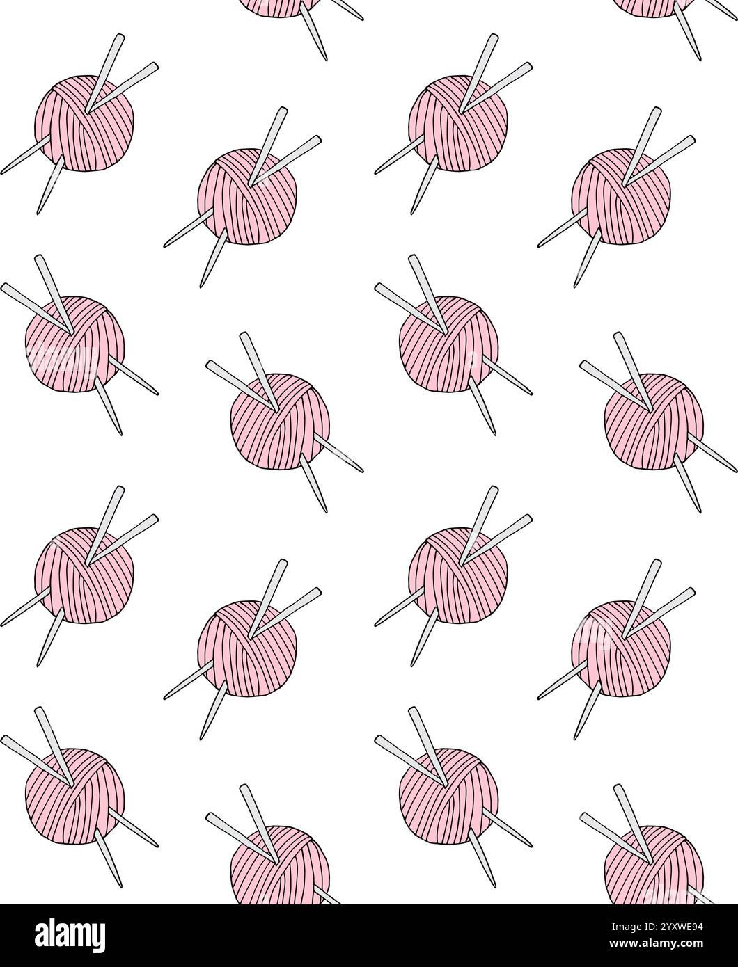 Vector seamless pattern of pink hand drawn doodle sketch knitting ...