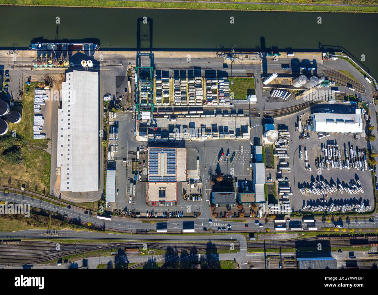 Aerial view, Hammer harbor on the Datteln-Hamm canal, Lanfer Logistik ...