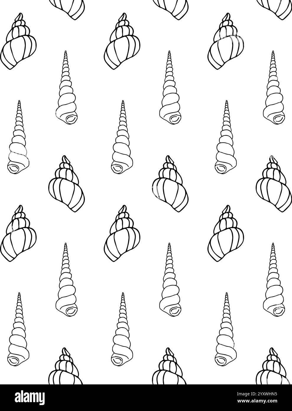 Vector seamless pattern of hand drawn doodle sketch shell isolated on ...