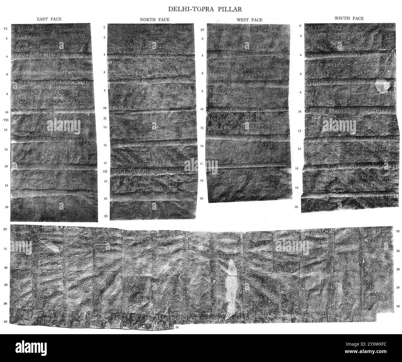 Delhi-Topra pillar Ashoka inscriptions Stock Photo - Alamy