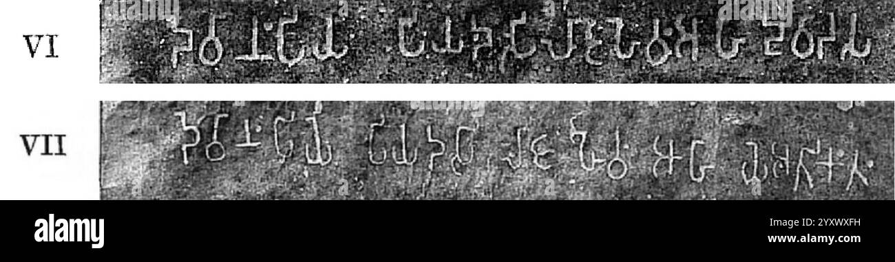 Delhi-Topra pillar First lines of Edict VI and Edict VII Stock Photo ...