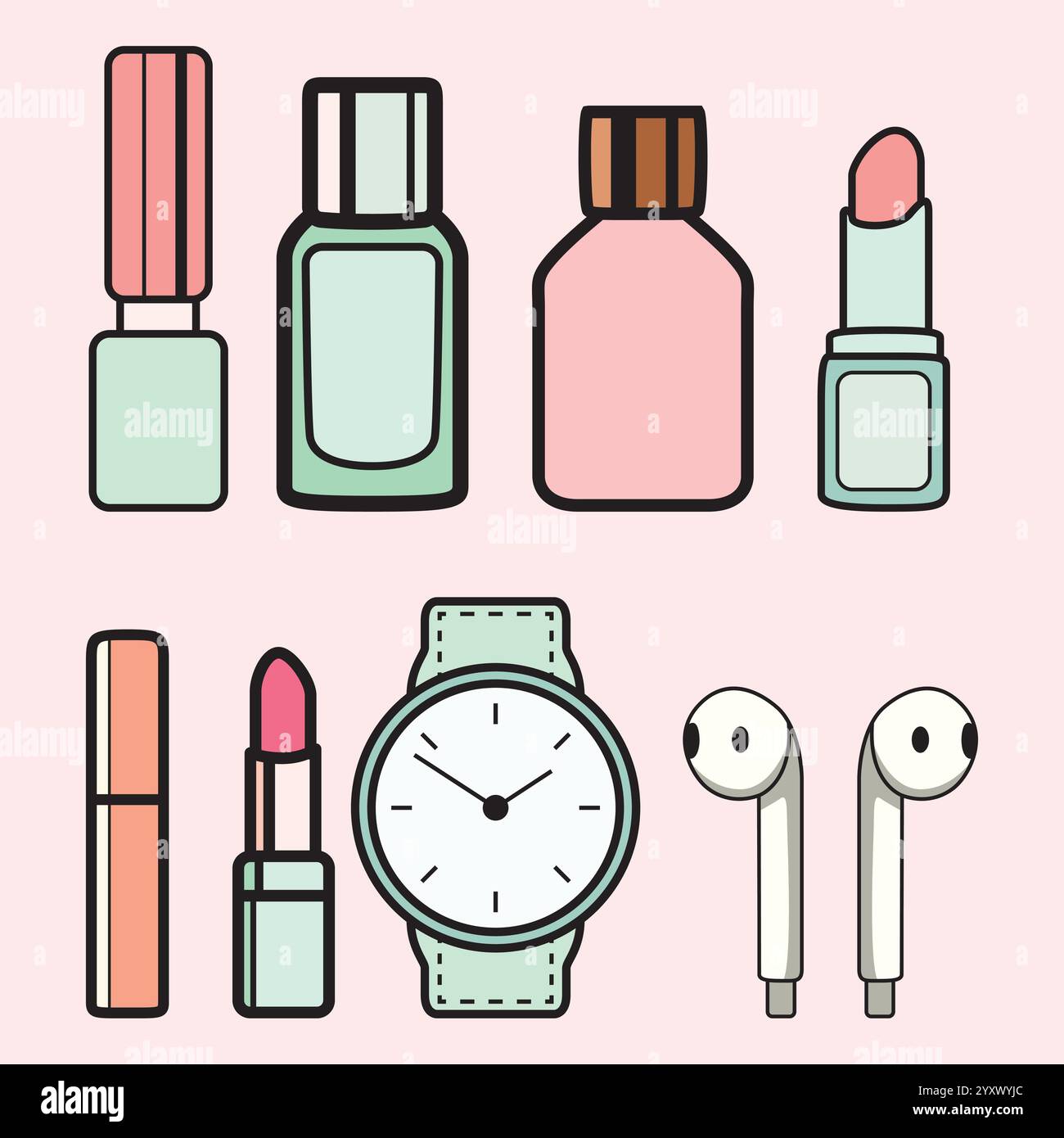 Feminine Aesthetic Vector Clip Art Set – Cosmetic and Lifestyle ...