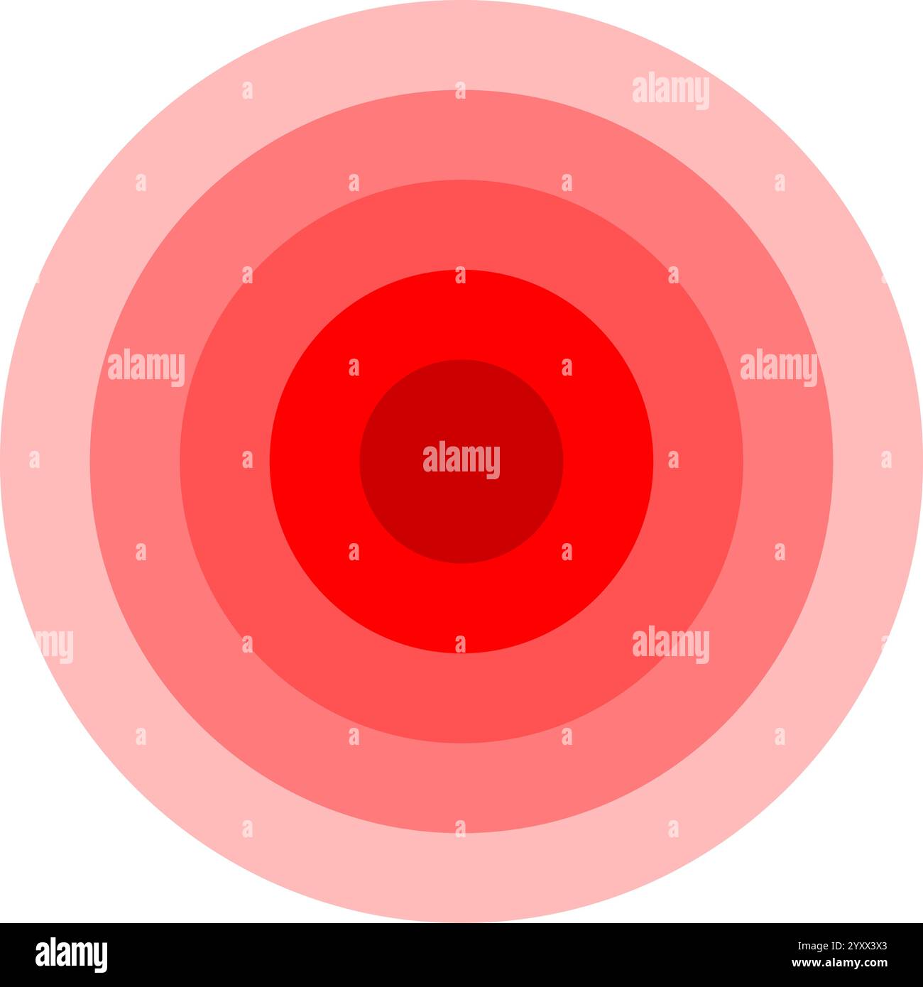 Pain localization icon. Red concentric circles. Sore, ache or ...