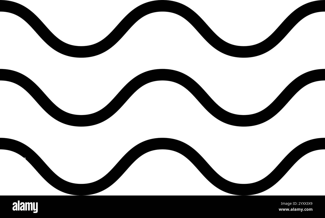Waves icon. Water emblem. Undulated parallel horizontal black lines ...