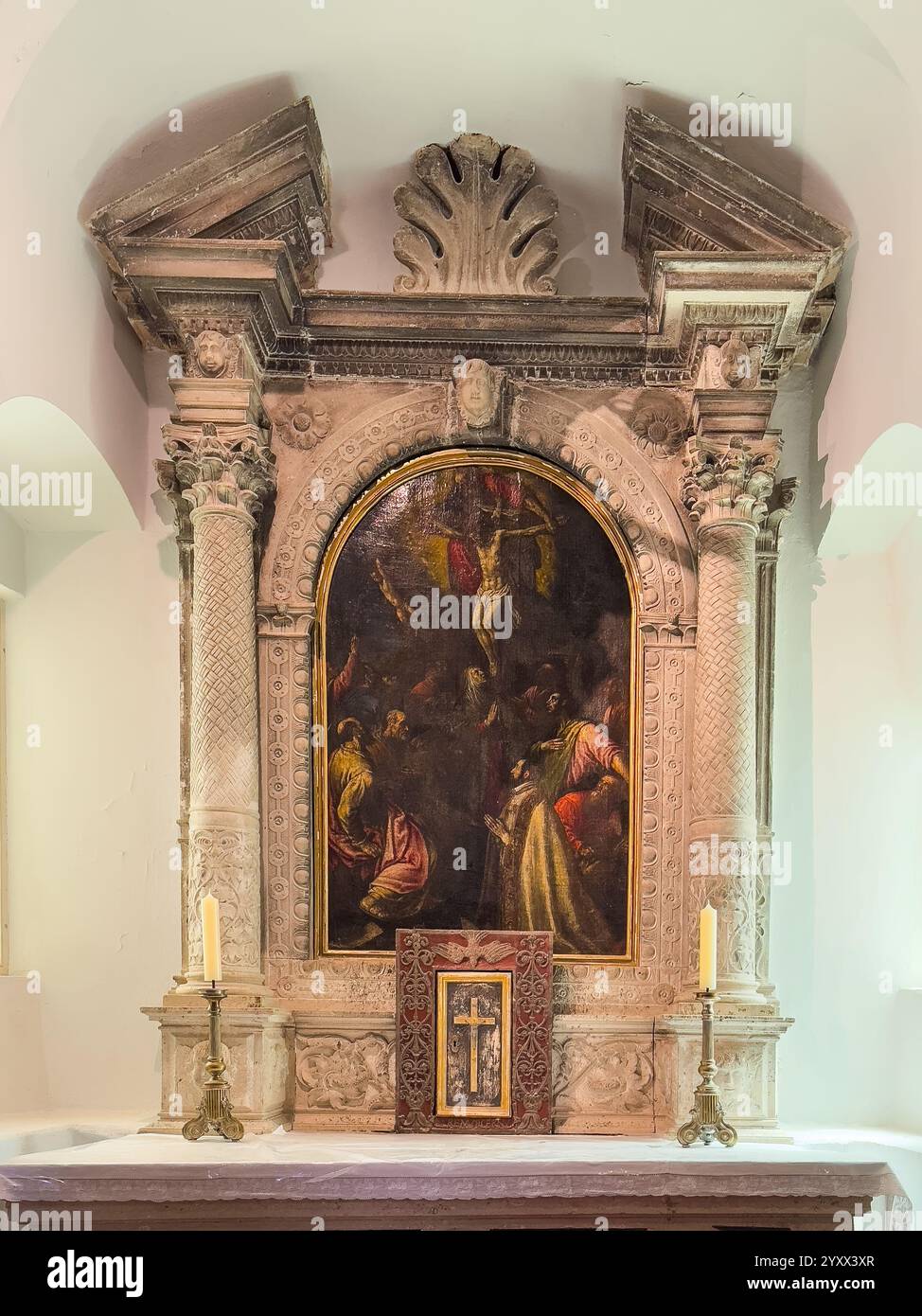 Korcula, Croatia - June 30, 2024: Saint Mark Cathedral. Jesus dying on ...