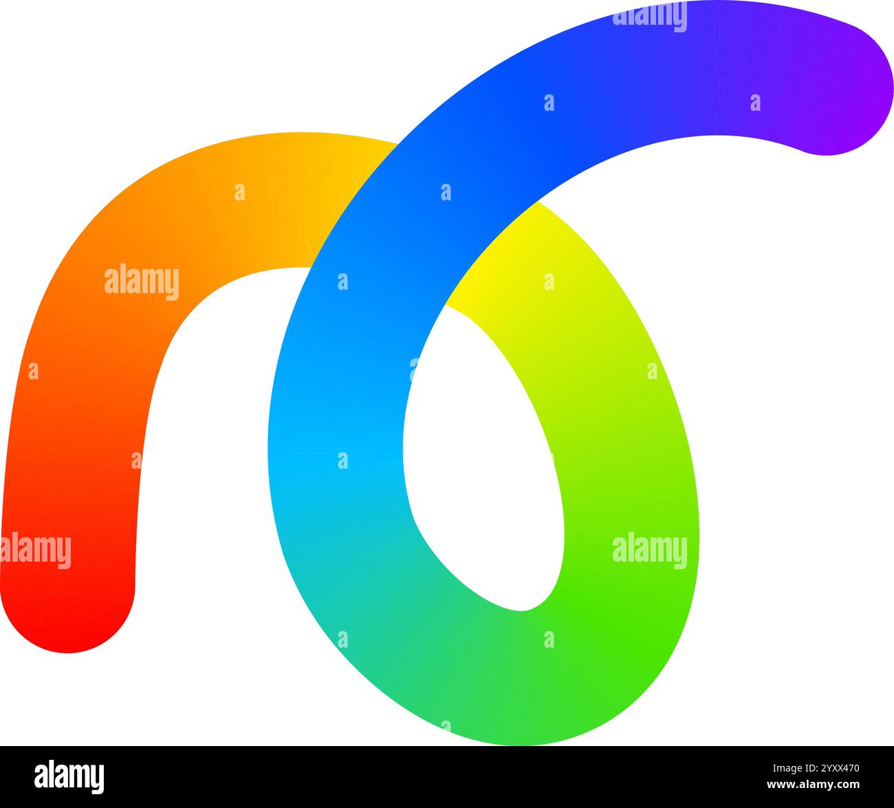 Rainbow Colored Curvy Line Isolated On White Background Cool Colorful
