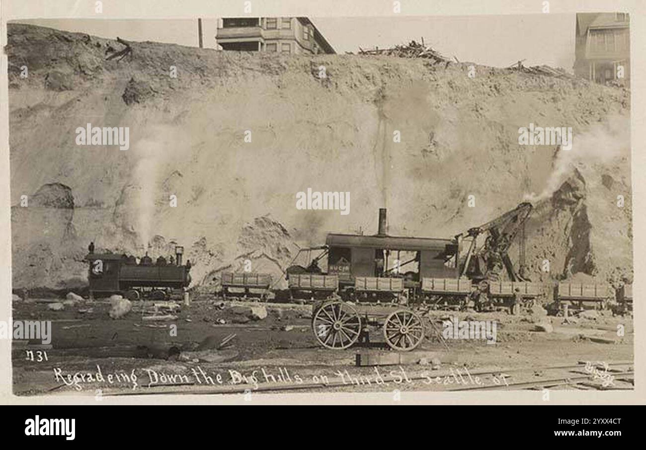 Denny Regrade project in progress, Seattle, 1909 Stock Photo - Alamy