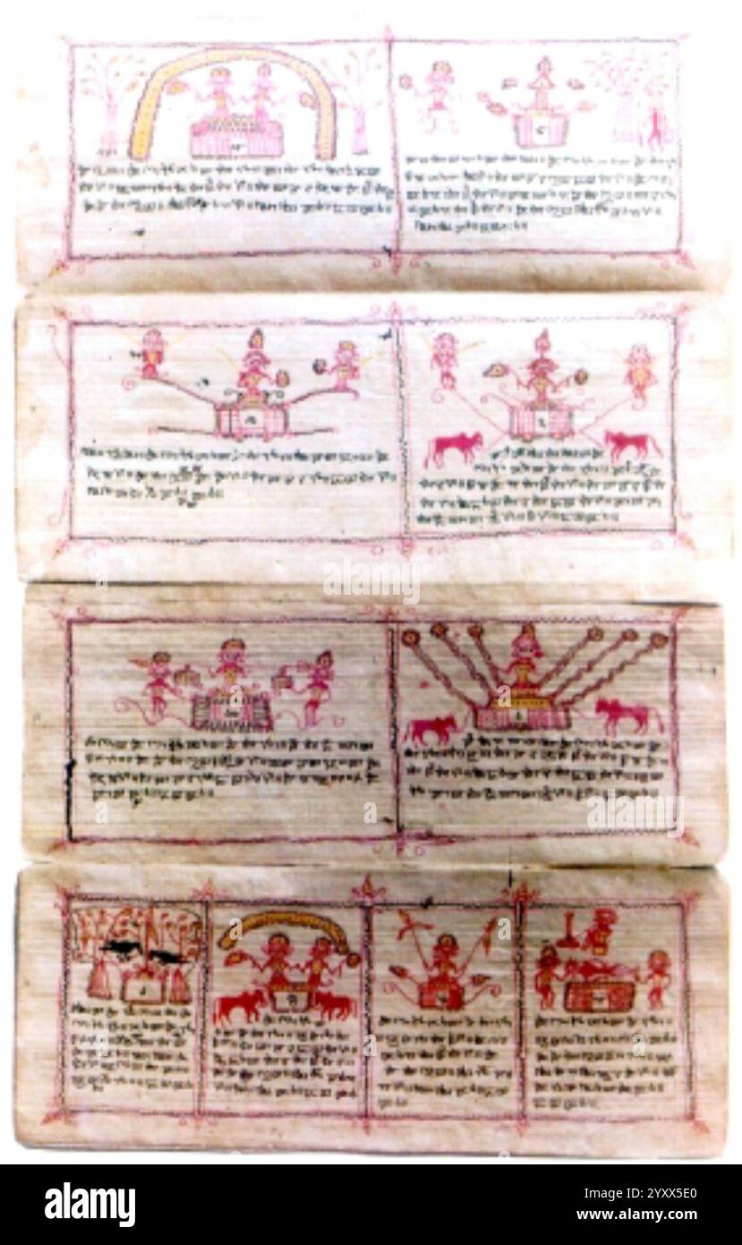 Depictions of different people, animals and trees in the illustrations ...