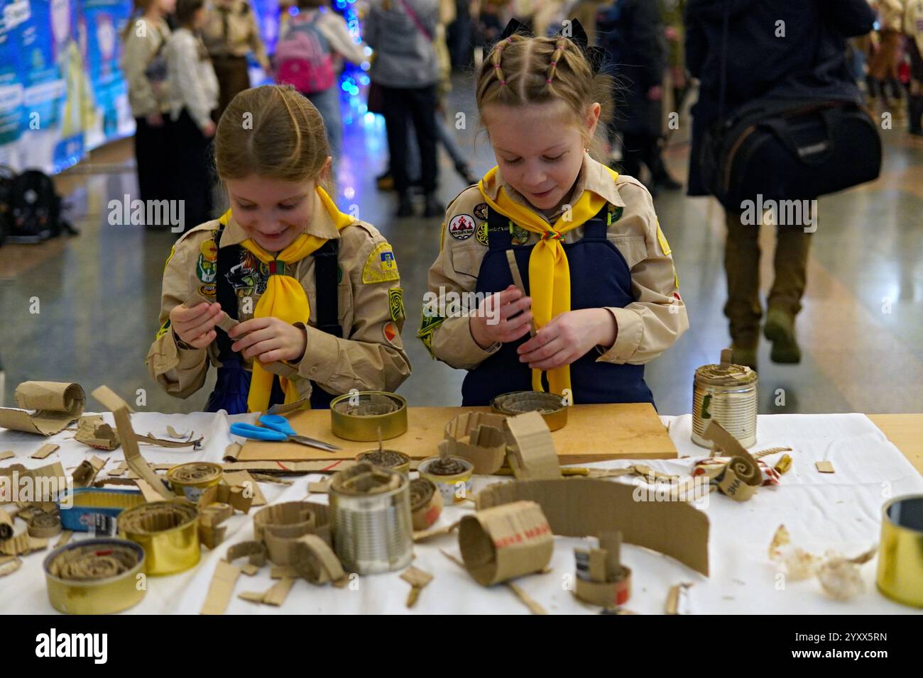 KYIV, UKRAINE - DECEMBER 15, 2024 - Members of the Plast National Scout ...