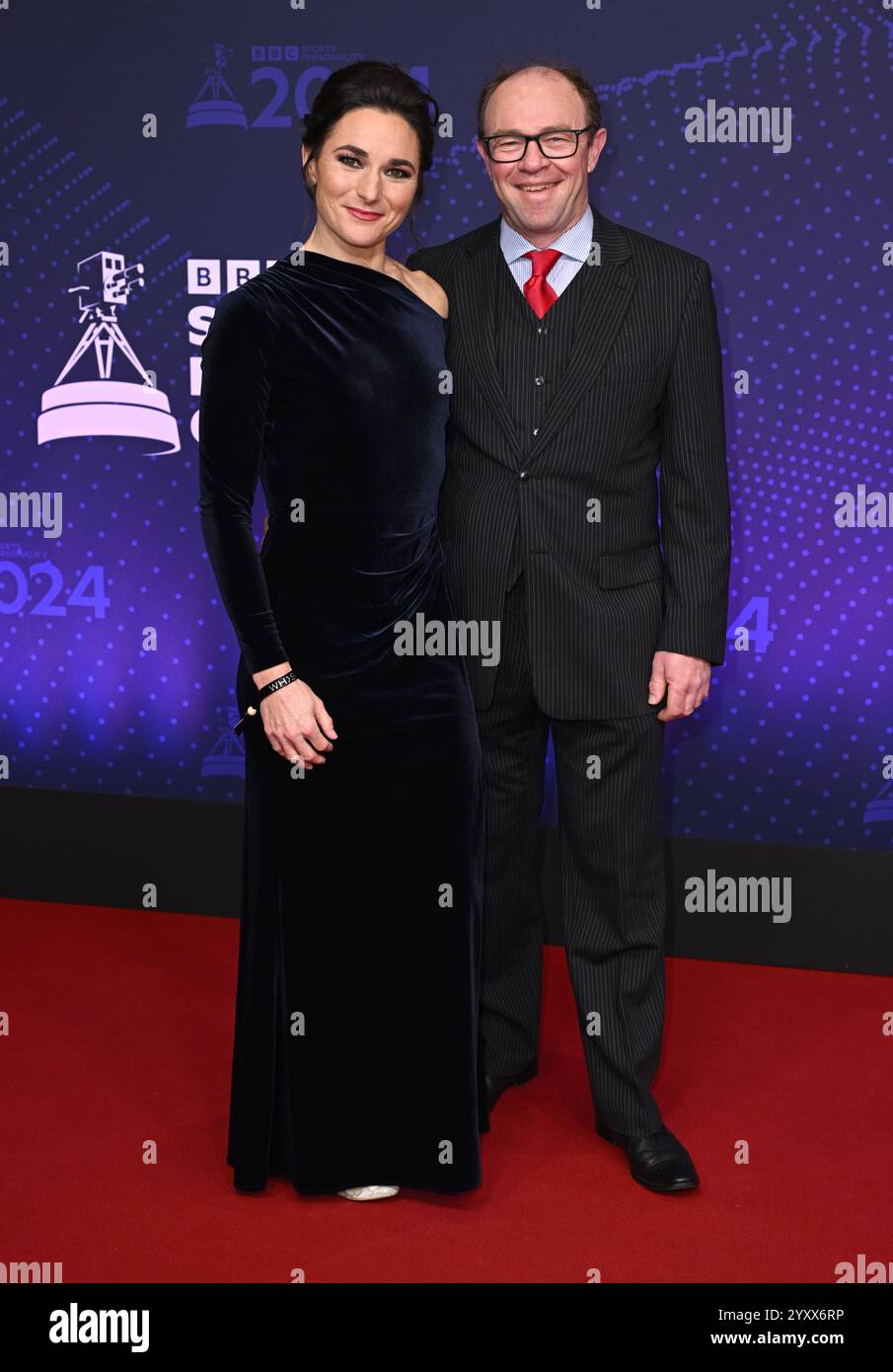 Salford, UK. December 17th, 2024. Dame Sarah Storey and husband Barney ...