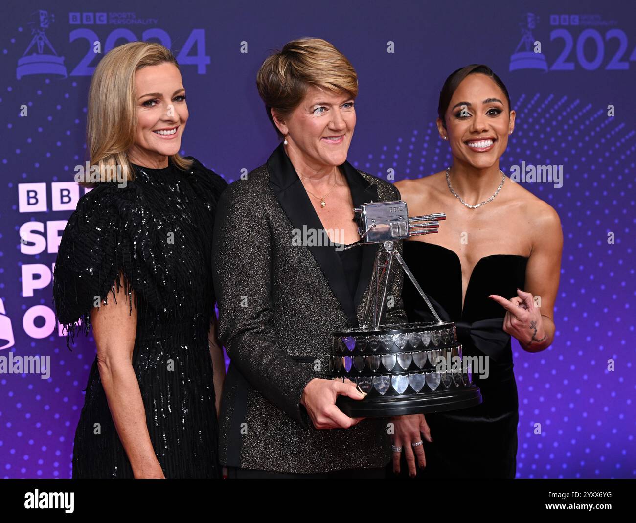 Salford, UK. December 17th, 2024. Gabby Logan, Clare Balding and Alex ...