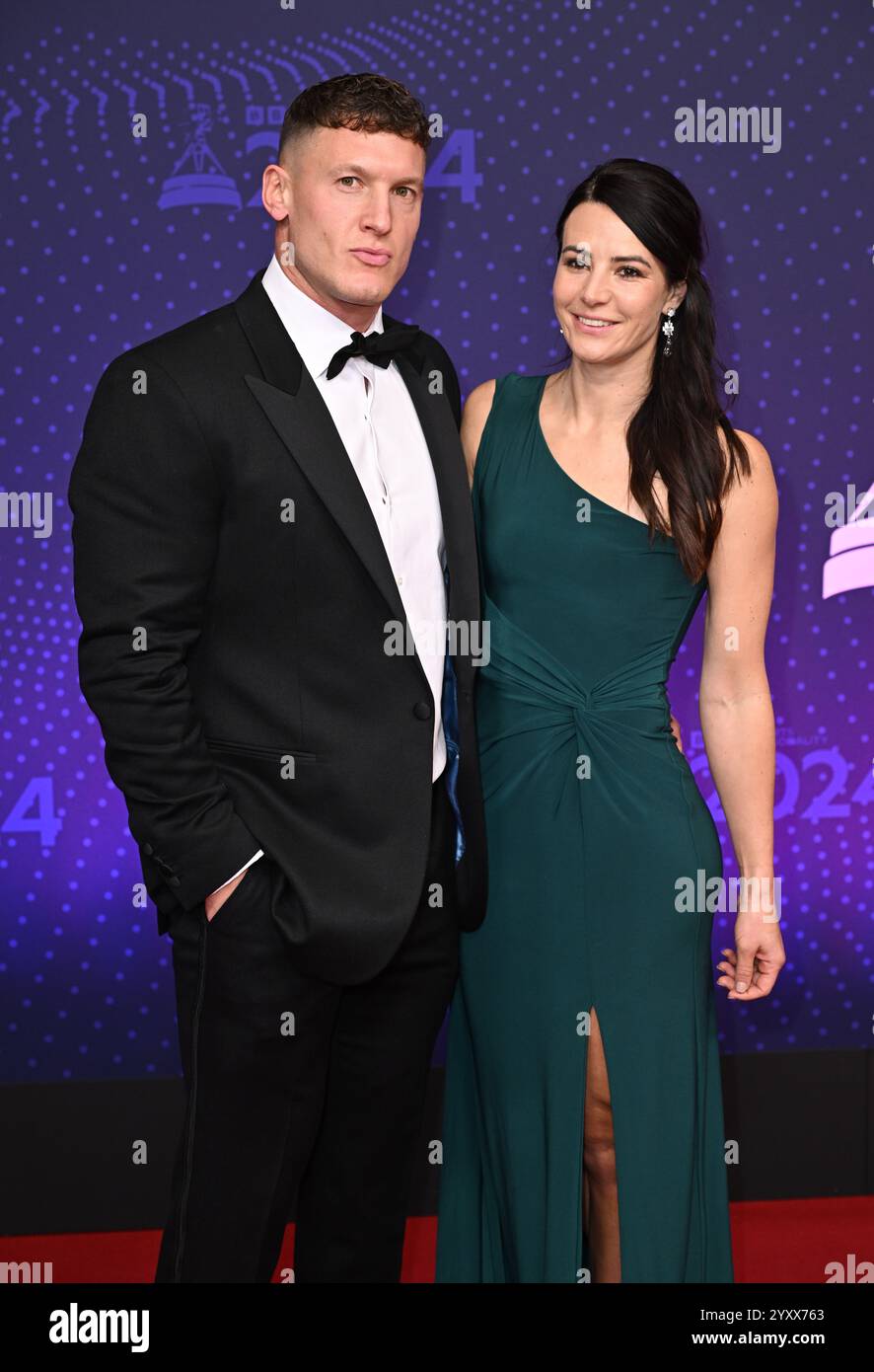 Salford, UK. December 17th, 2024. Matt Morsia and Sarah Morsia arriving ...